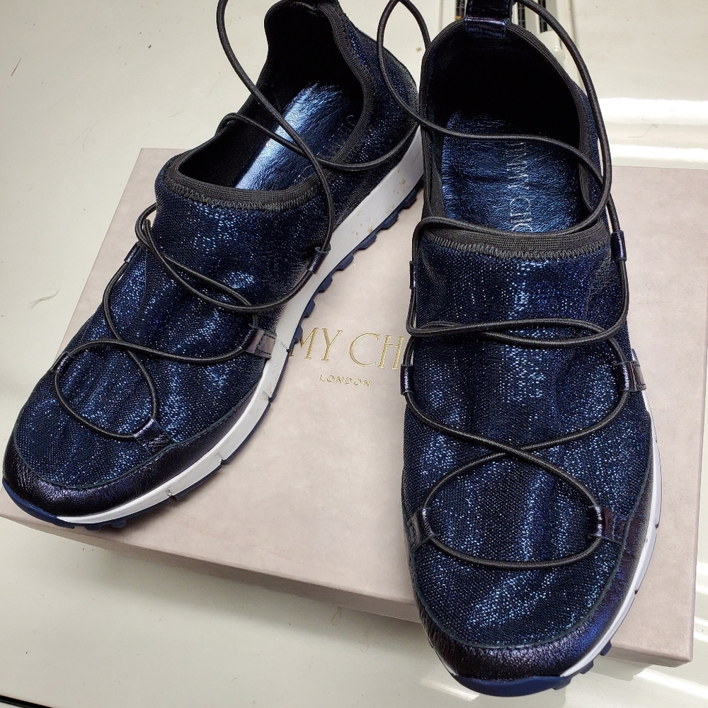 Jimmy Choo Andrea Metallic Mesh Sneakers - Gem
